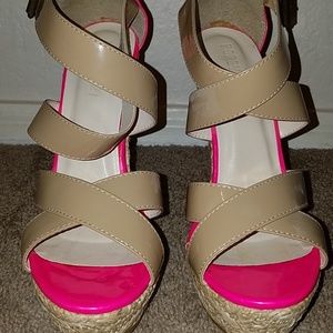 Forever 21 | Shoes | Forever 2 F21 Neon Pink Nude Platform Wedge | Poshmark